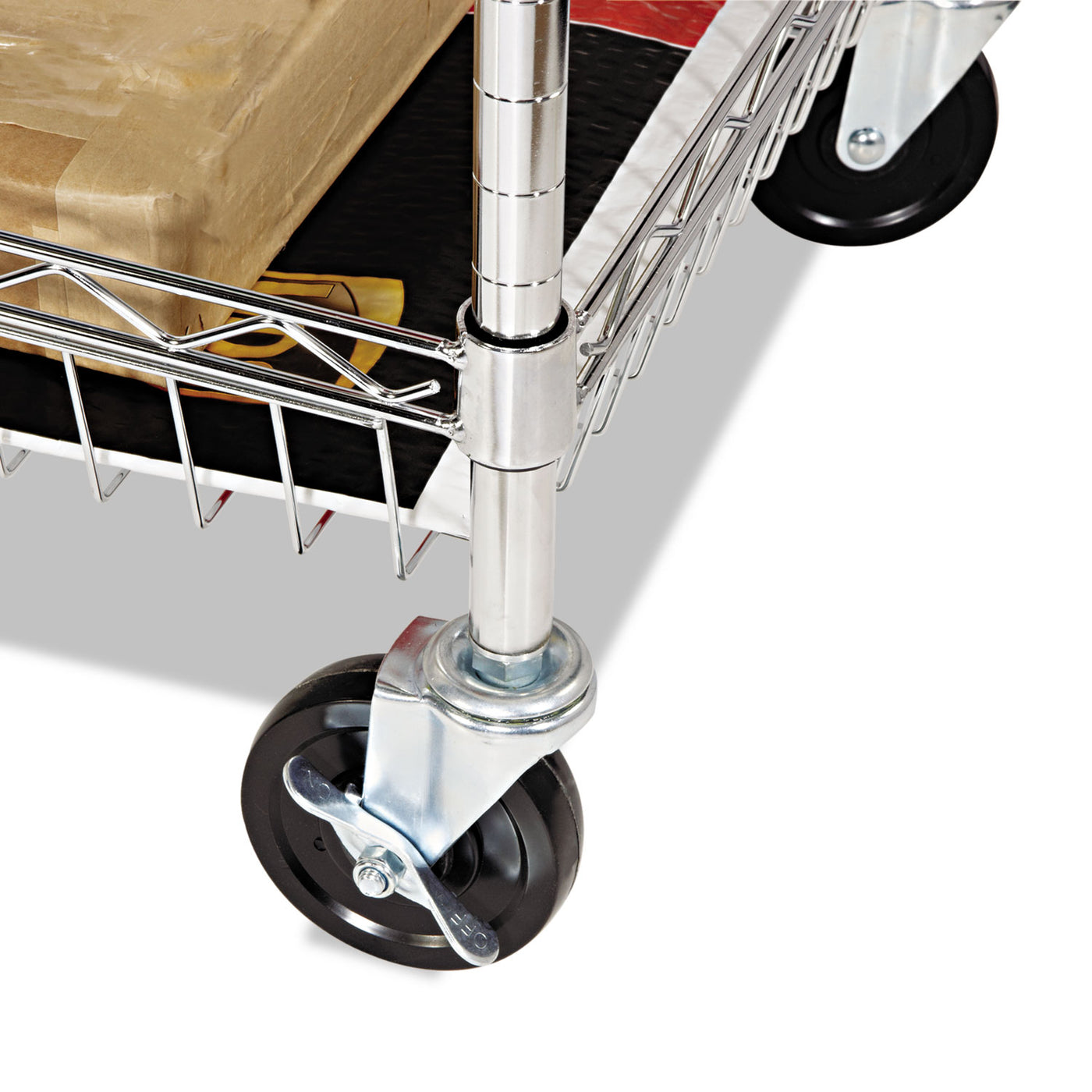 Carry-all Mail Cart, Metal, 1 Shelf, 1 Bin, 34.88" x 18" x 39.5", Silv ...