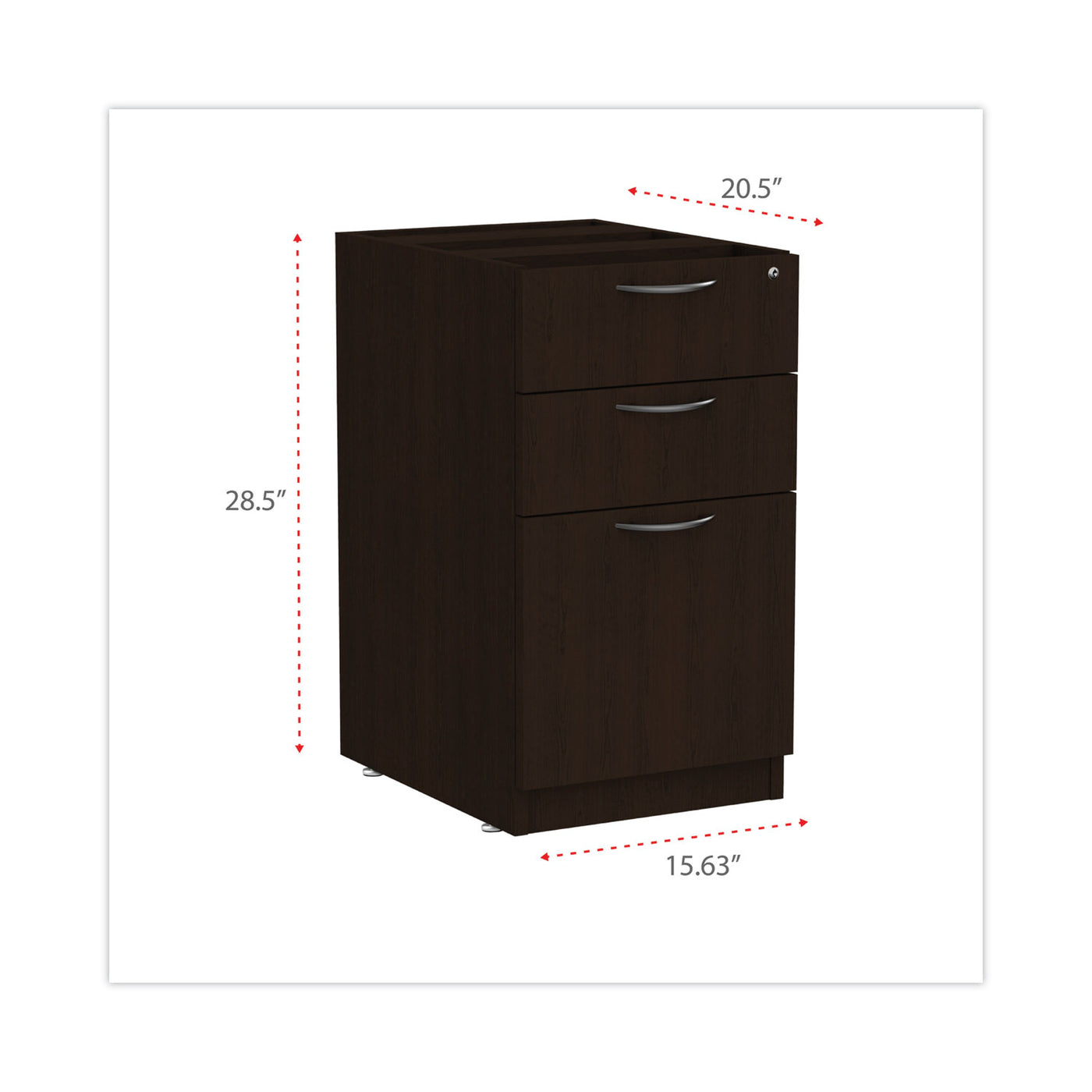Alera Valencia Series Full Pedestal File, Left/Right, 3-Drawers: Box/B ...